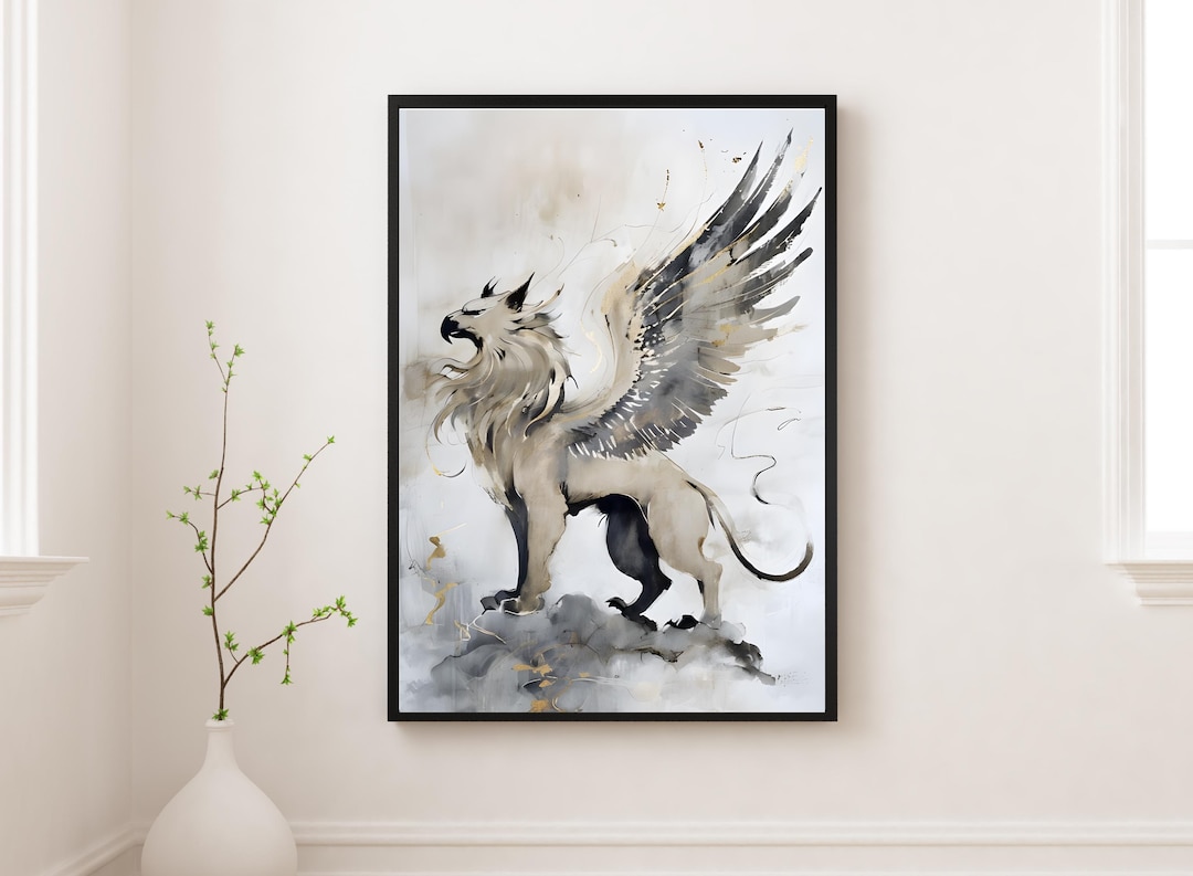 Griffin Artwork Poster - Greek Gryphon Mythical Creature Wall Art ...