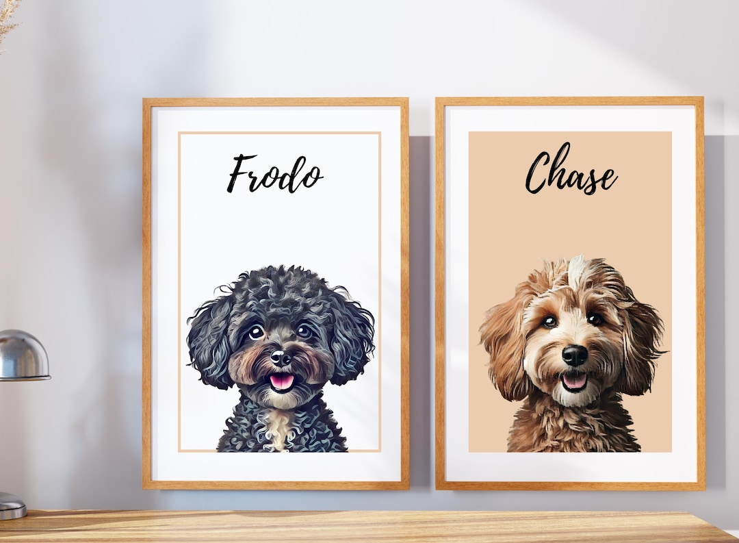 Turn Pet Photos Into Custom Pet Portraits Digital Dog Portraits, Cat ...