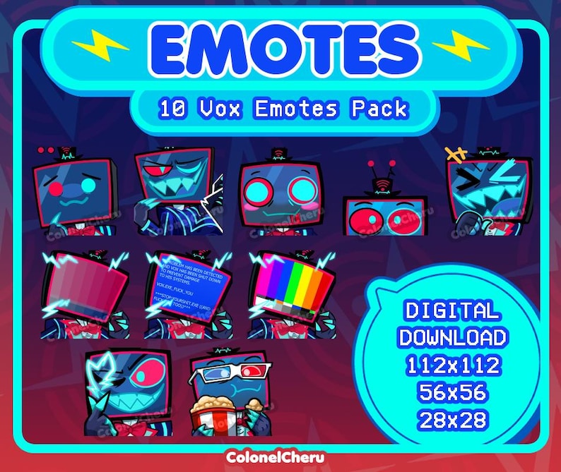 Hazbin Hotel Vox Emote Pack (twitch/discord/youtube) - Etsy