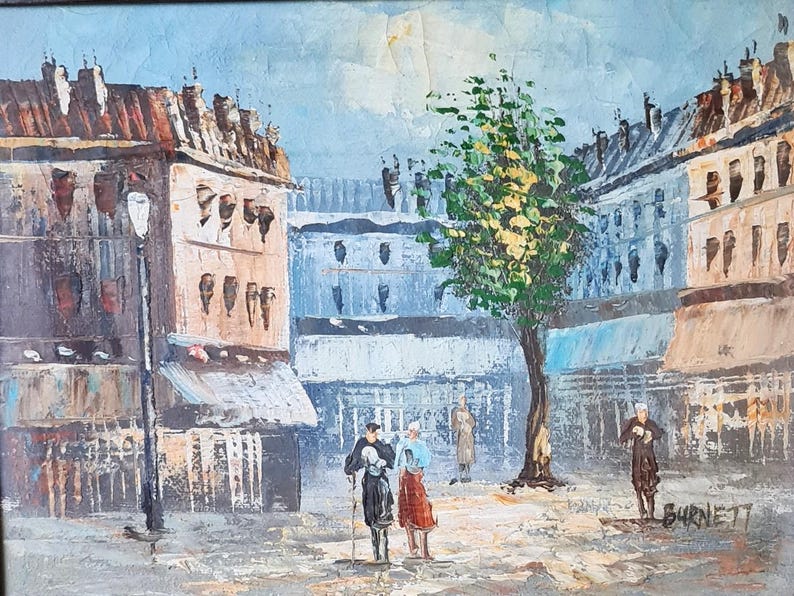 Original 1940s Paris Oil on Canvas Painting by Caroline C. Burnett ...