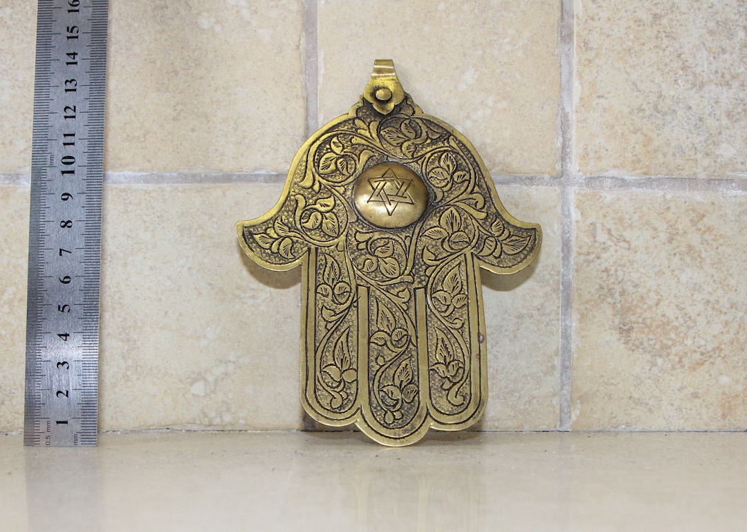 Antique Brass Moroccan Judaica Hamsa Hanging Wall Hand Made Amulet ...