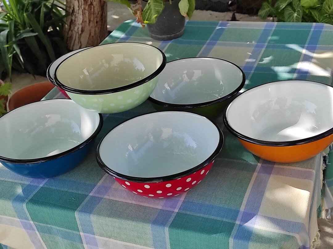 New Enameled Kitchen 1.5 L Bowl Home Décor Cooking Baking Roasting ...