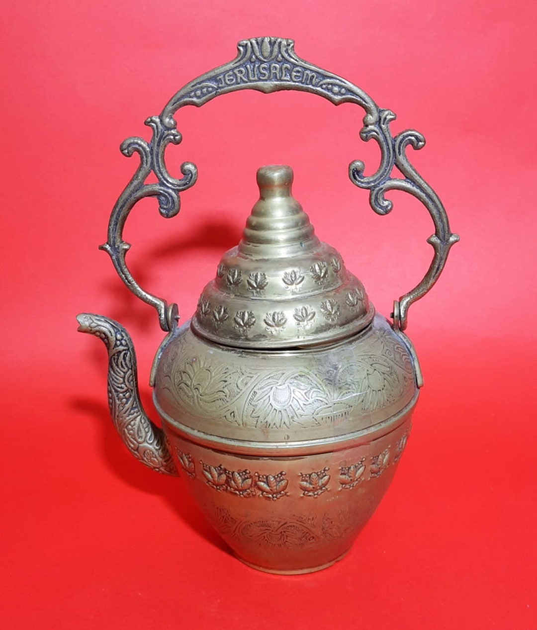 Antique Vintage Judaica Israel Jerusalem Brass Tea Pot SQ - Etsy