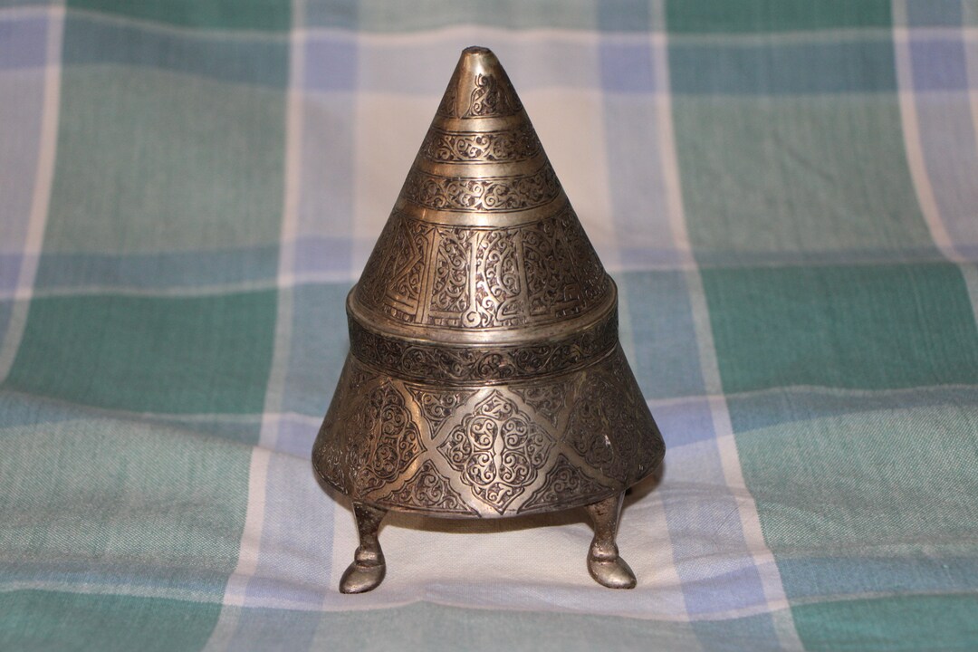 Antique Persian Iraq Middle East Box Silver Plated White Metal Pot mar2 ...