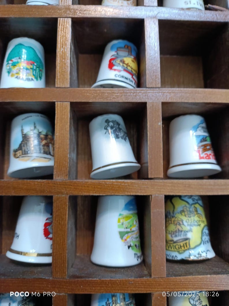 Vintage Lot 3 Sewing Thimbles England Thimble China Ceramic Porcelain ...
