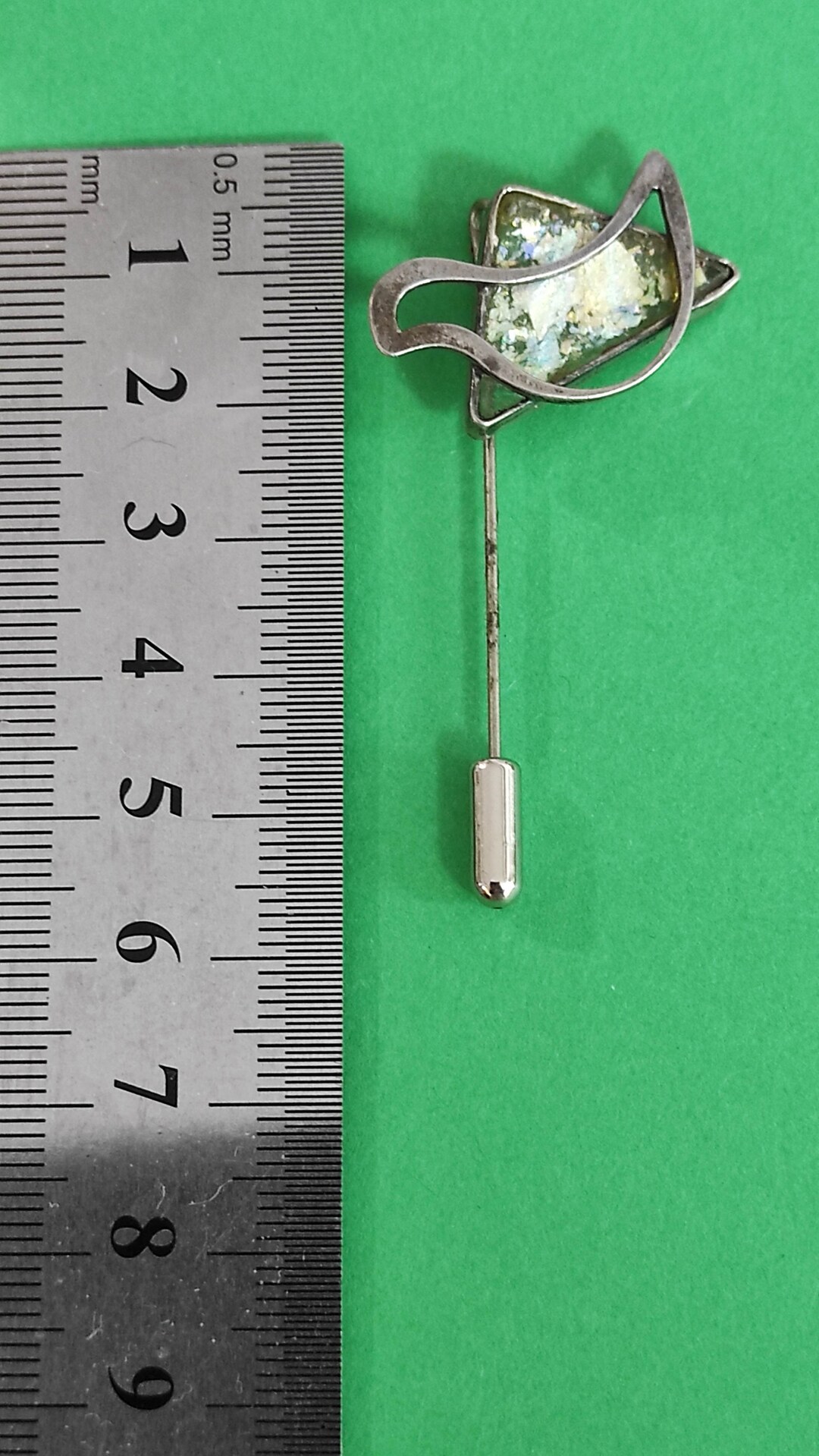 Vintage Sterling Silver Stick Pin Hat Pin Roman Glass Israel Handmade ...
