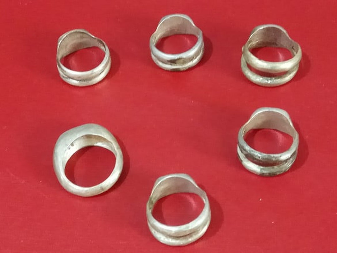 Antique Lot of 6 Seal Rings Original Ottoman Middle East Islamic Silver ...
