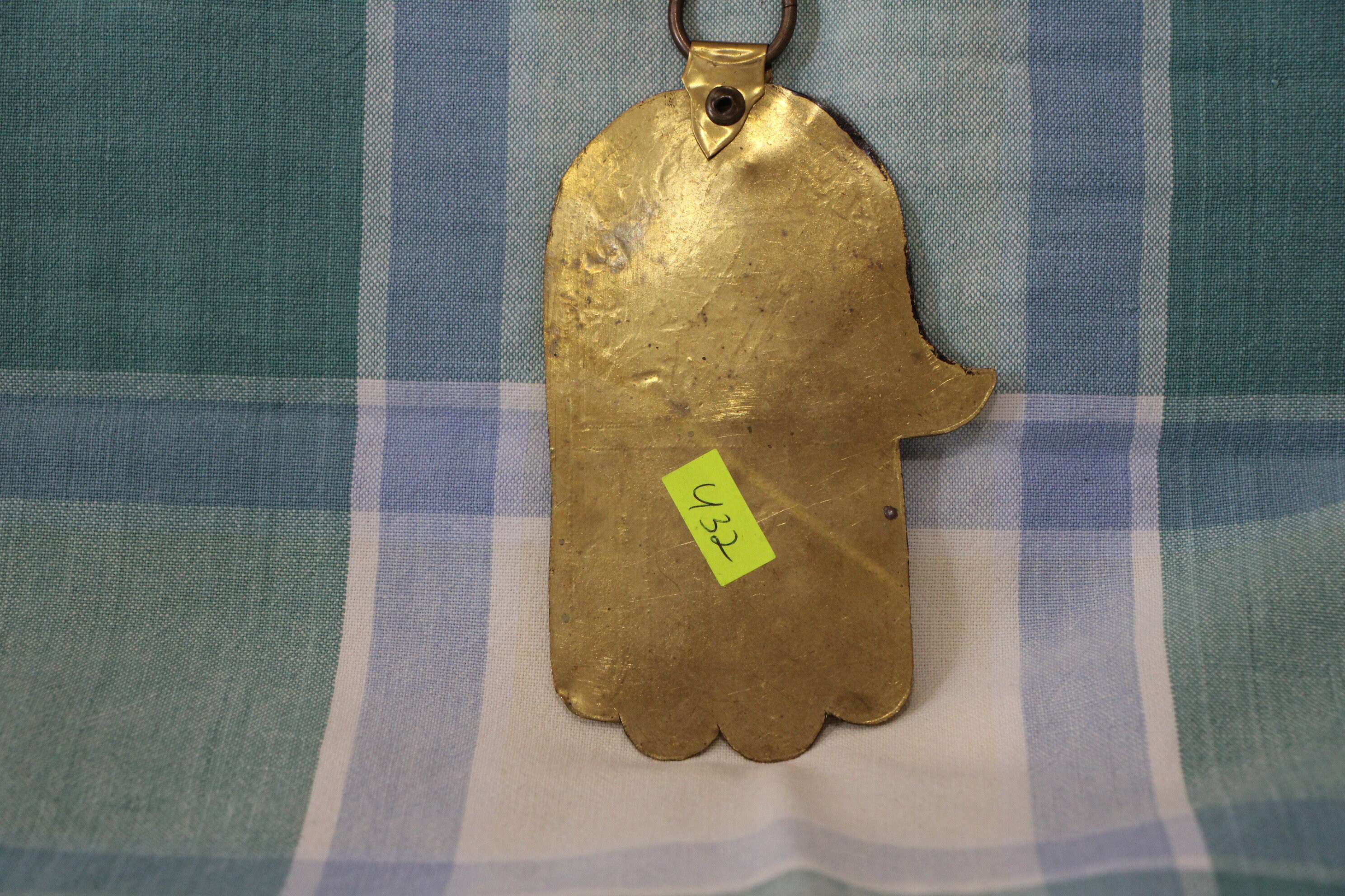 Antique Brass Moroccan Judaica Hamsa Hanging Wall Amulet Menorah Kabala ...