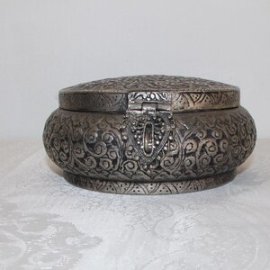 Antique Persian Iraq Middle East Box Silver Plated White Metal Pot ...