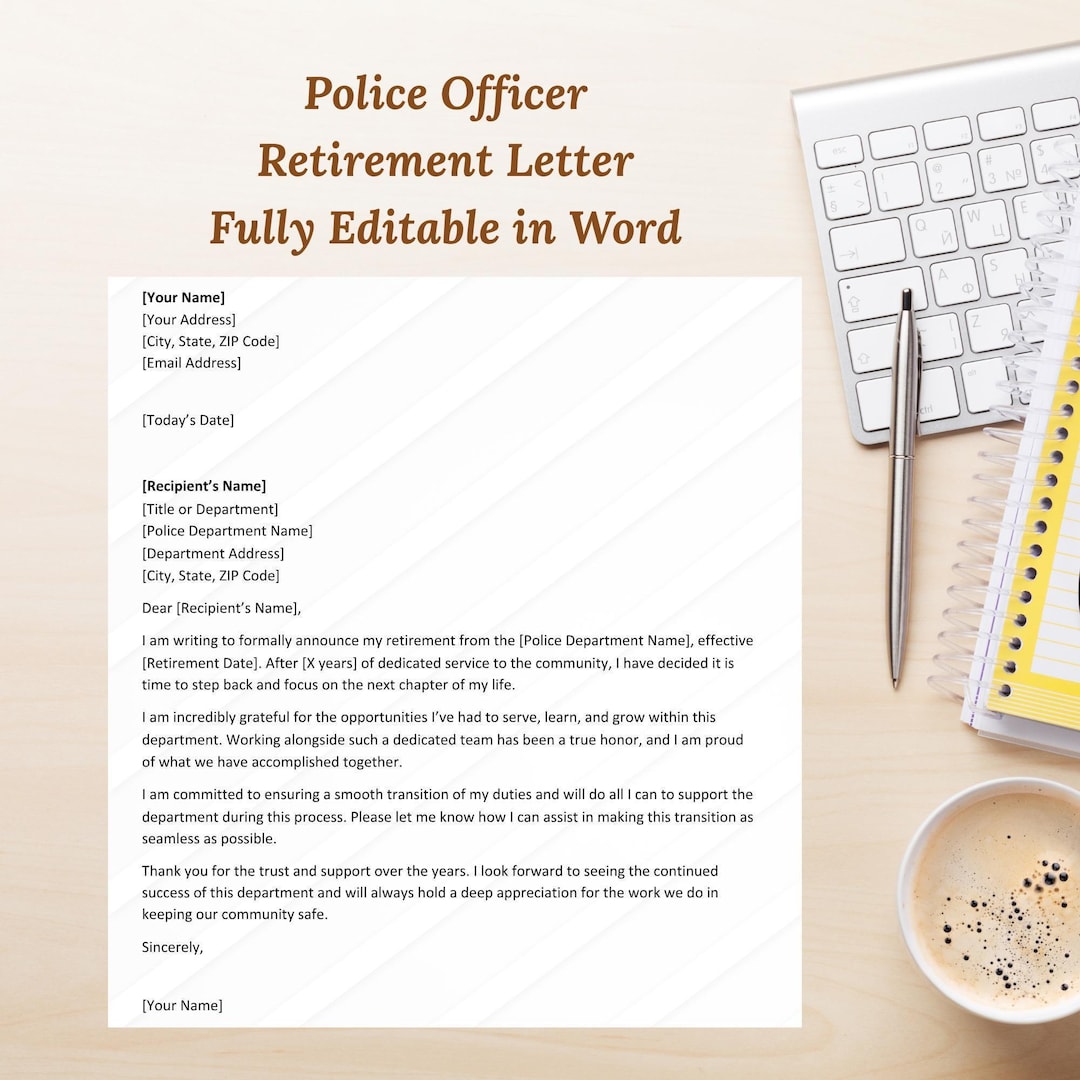 Police Officer Retirement Letter Template: Professional Announcement ...