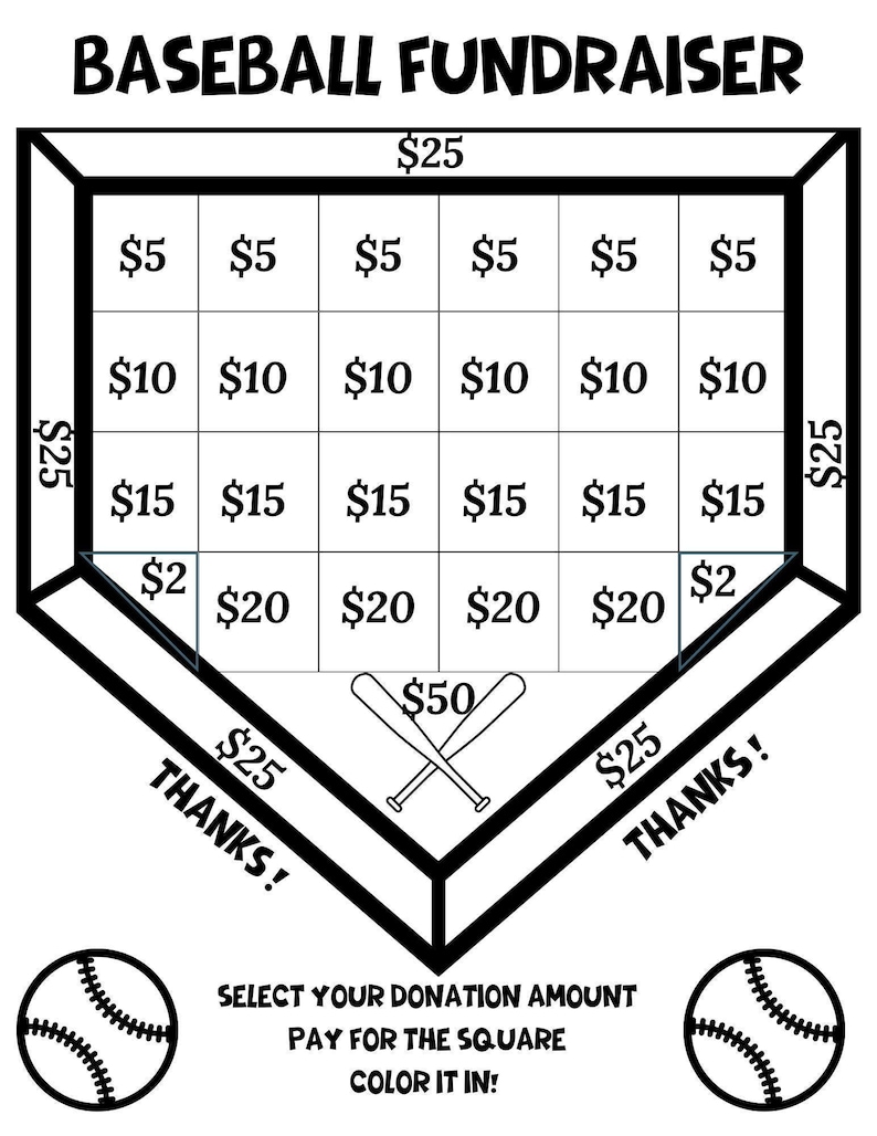 Baseball Fundraiser Flyer: Fill the Base Sponsorship - Printable PDF - Etsy