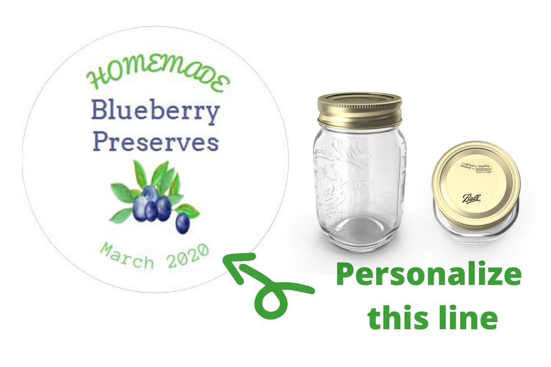 Personalized Blueberry Preserves Labels: Canning Jar Stickers (2" or 2. ...