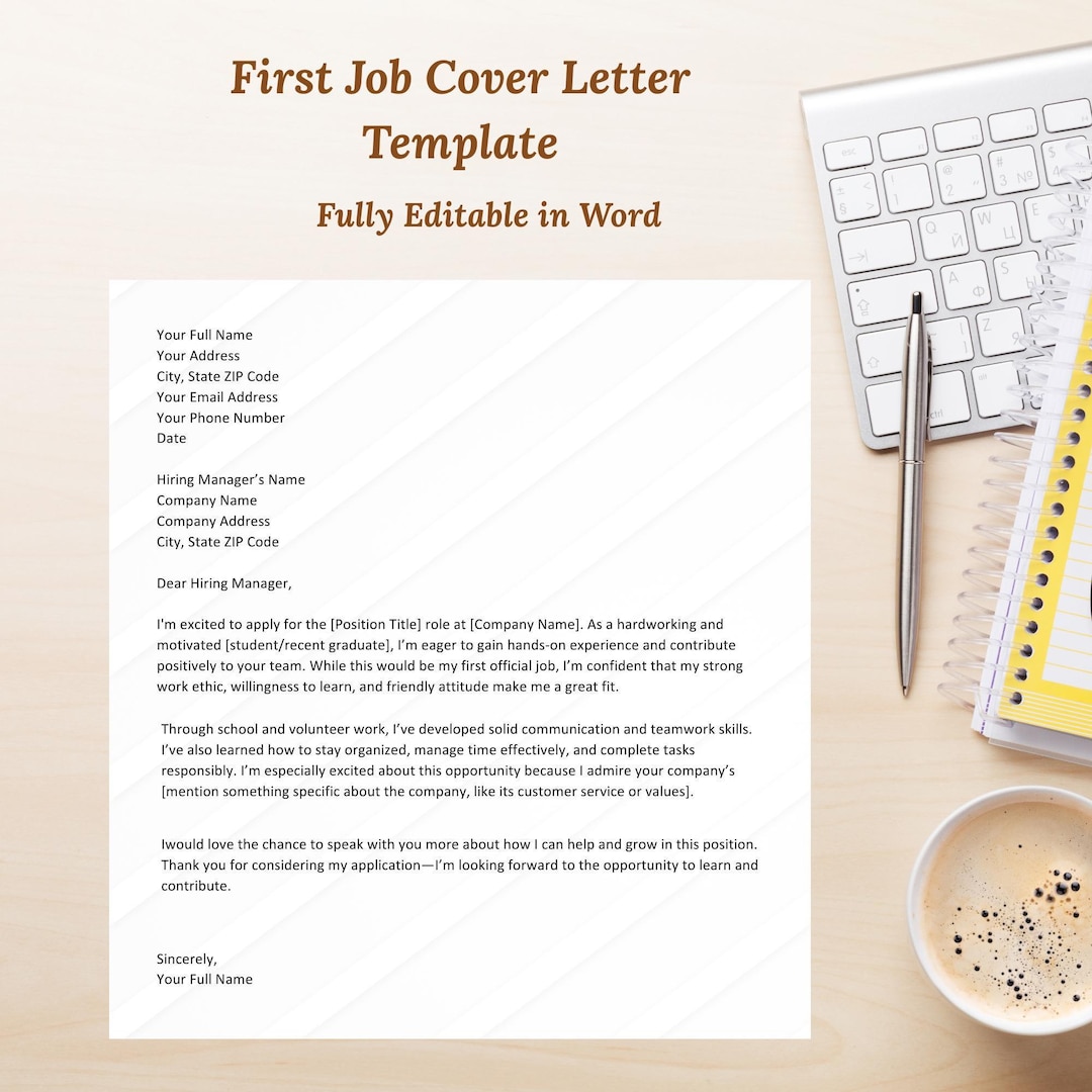 First Job Cover Letter Template: Editable Student Entry-level (word ...