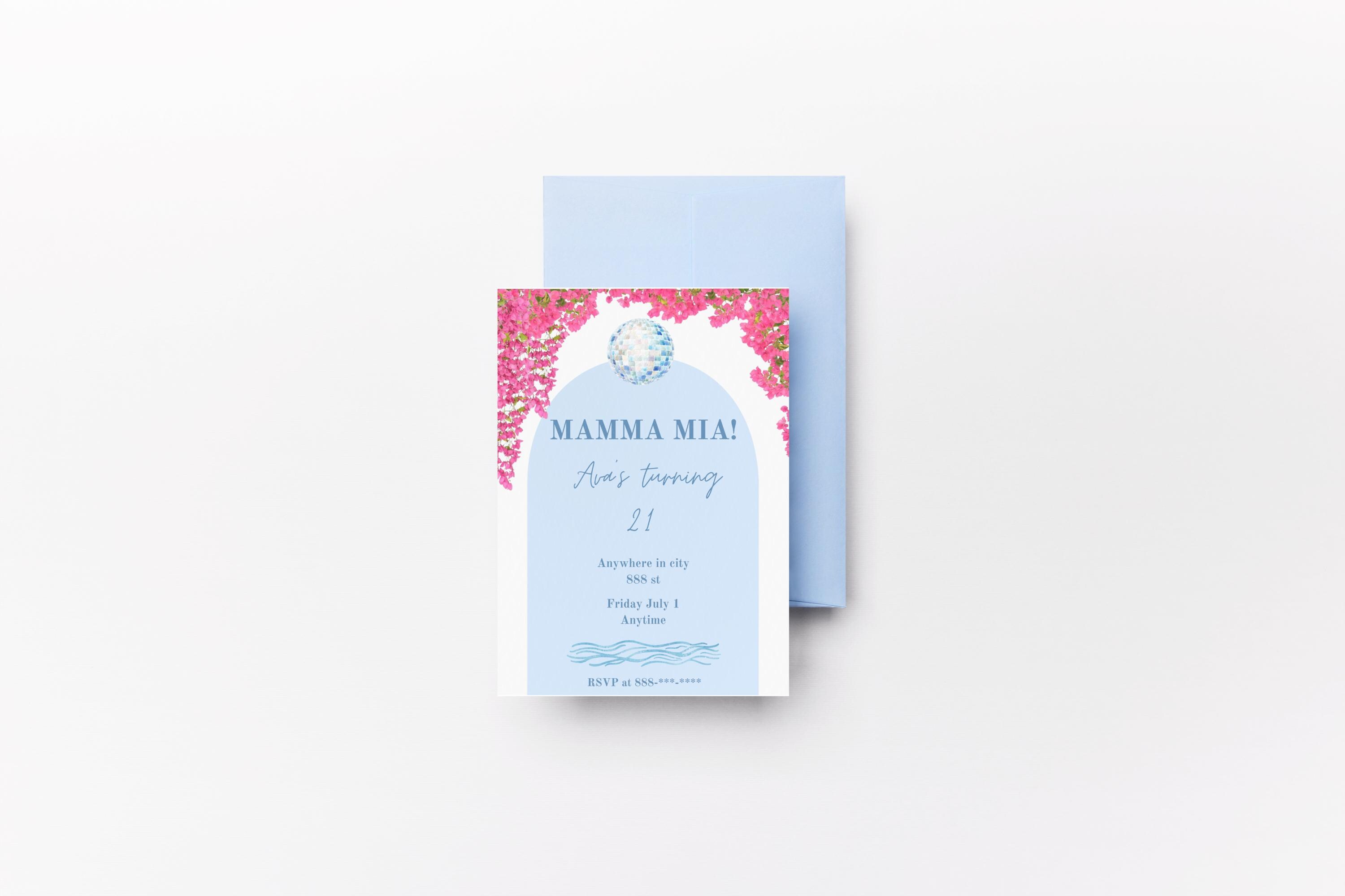 Mamma Mia 21st Birthday Invitation | Digital Disco Party Invite ...