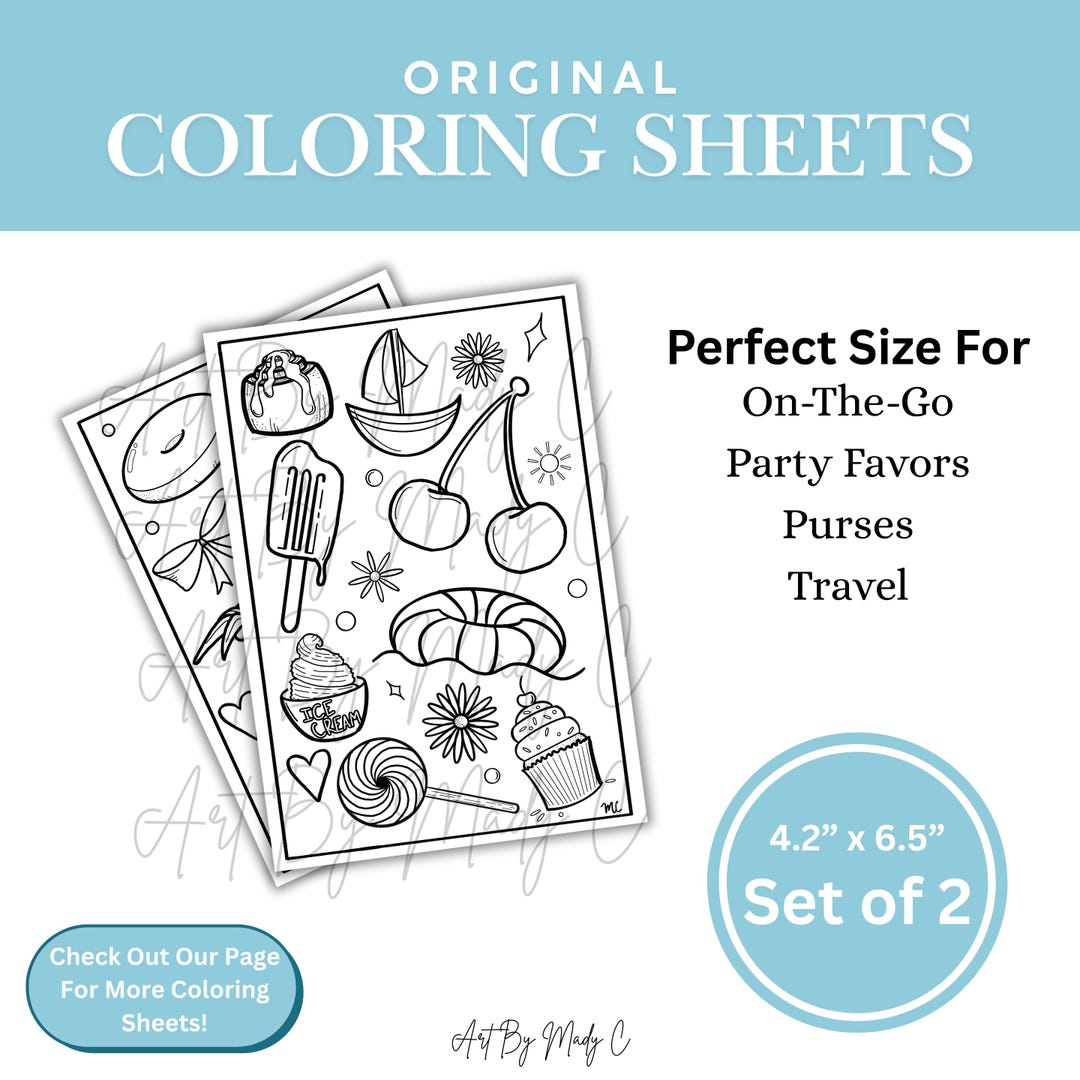 Original Color Collage Coloring Sheets - Set of 2, 4.2" X 6.5" - Etsy