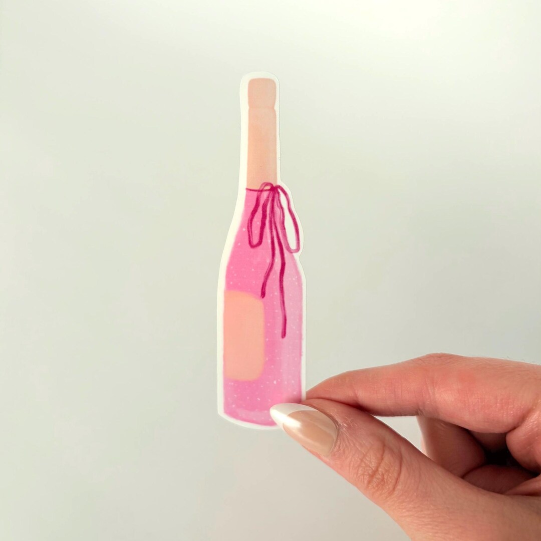 Pink Champagne Bottle Die Cut Sticker, Glossy Finish - Etsy