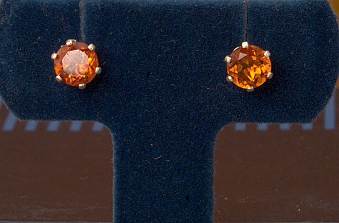Fire Citrine Sterling Silver Stud Earrings, November Birthstone - Etsy