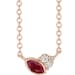 Ruby & Diamond Marquise Shaped Minimalist Necklace, Rose Gold Necklace ...