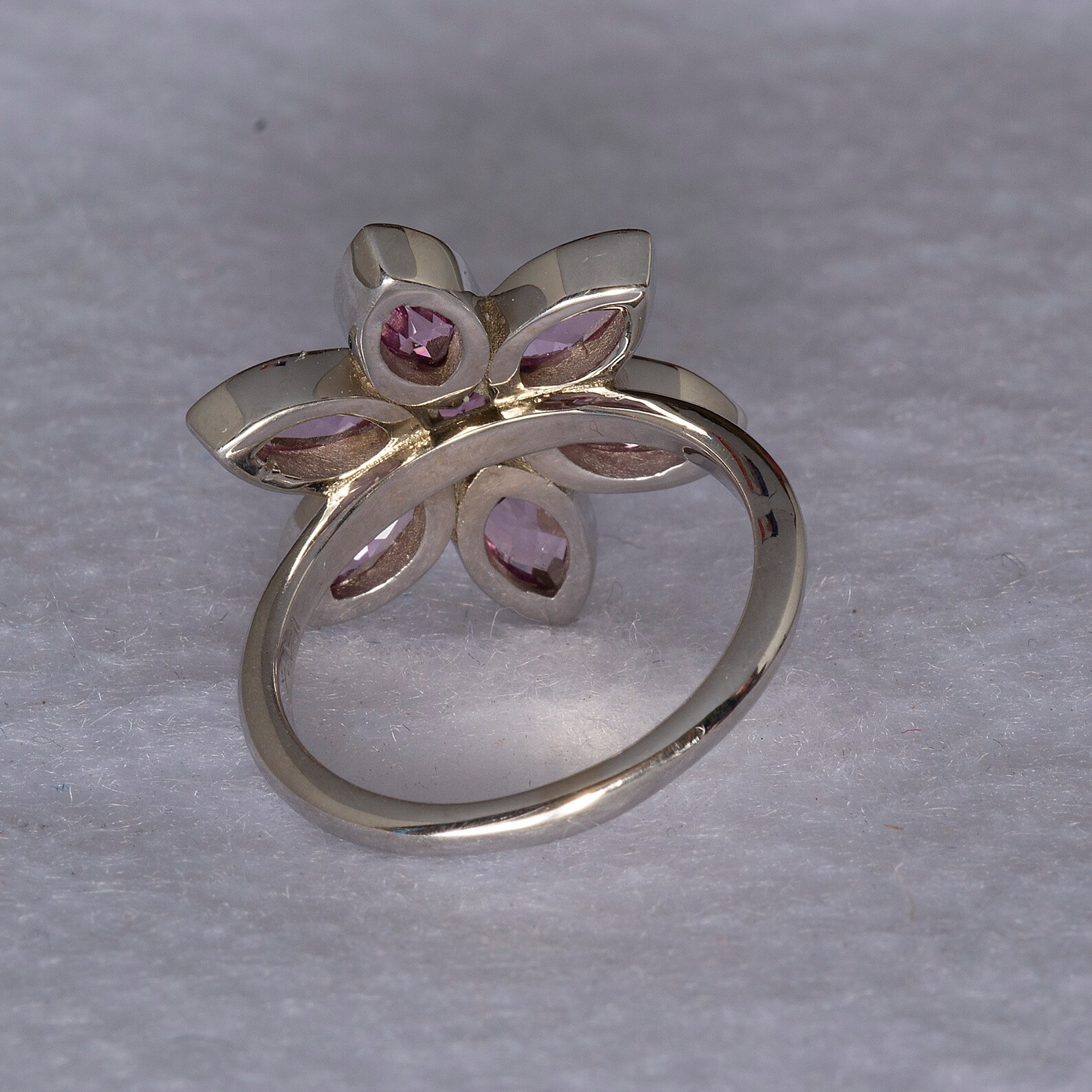 White Gold Pink Tourmaline Birth Flower Ring, Floral Statement Ring ...