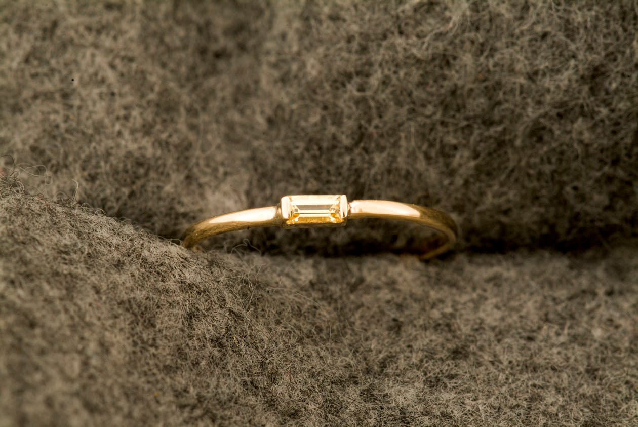 Canary Yellow Sapphire Baguette Stacking Ring 14k Gold Ring - Etsy