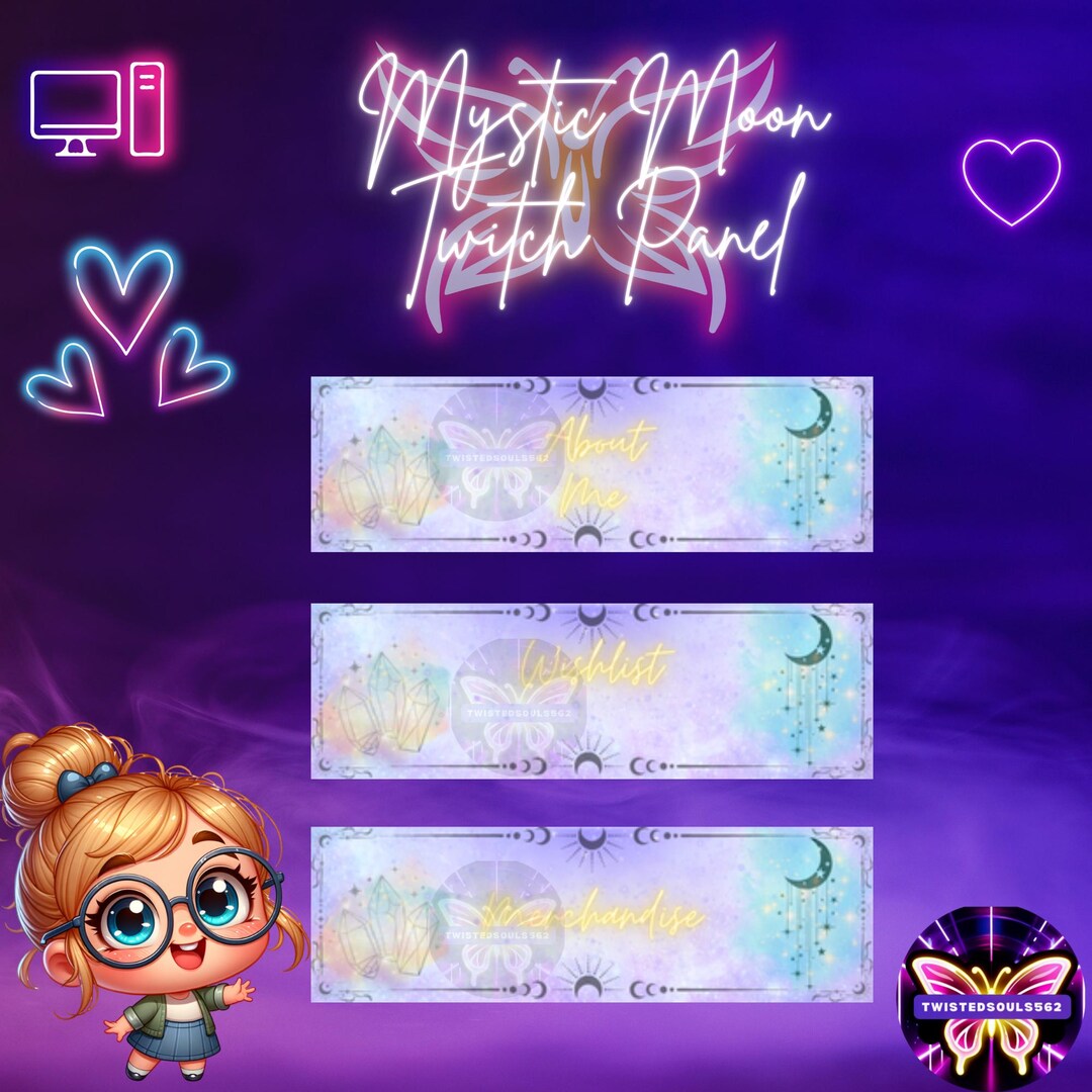 Mystic Moon Twitch Panel, Gaming Overlay, Fantasy Stream, Magic Themed ...