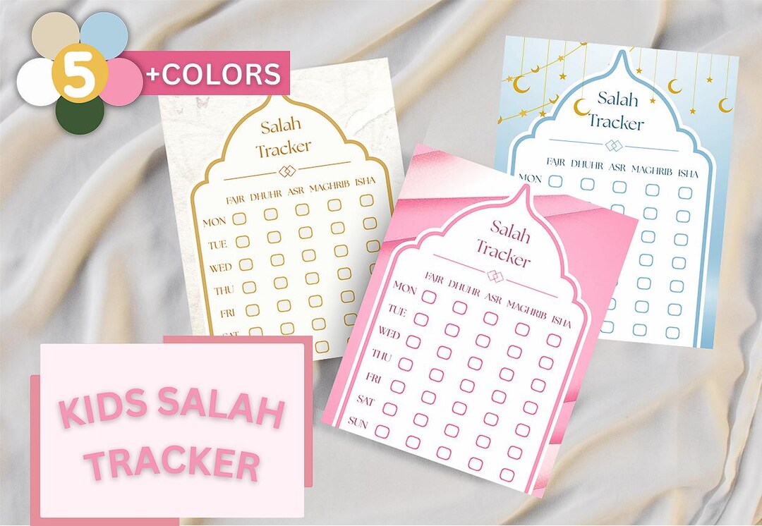 Kids Salah Tracker Printable – Colorful Islamic Prayer Chart for ...