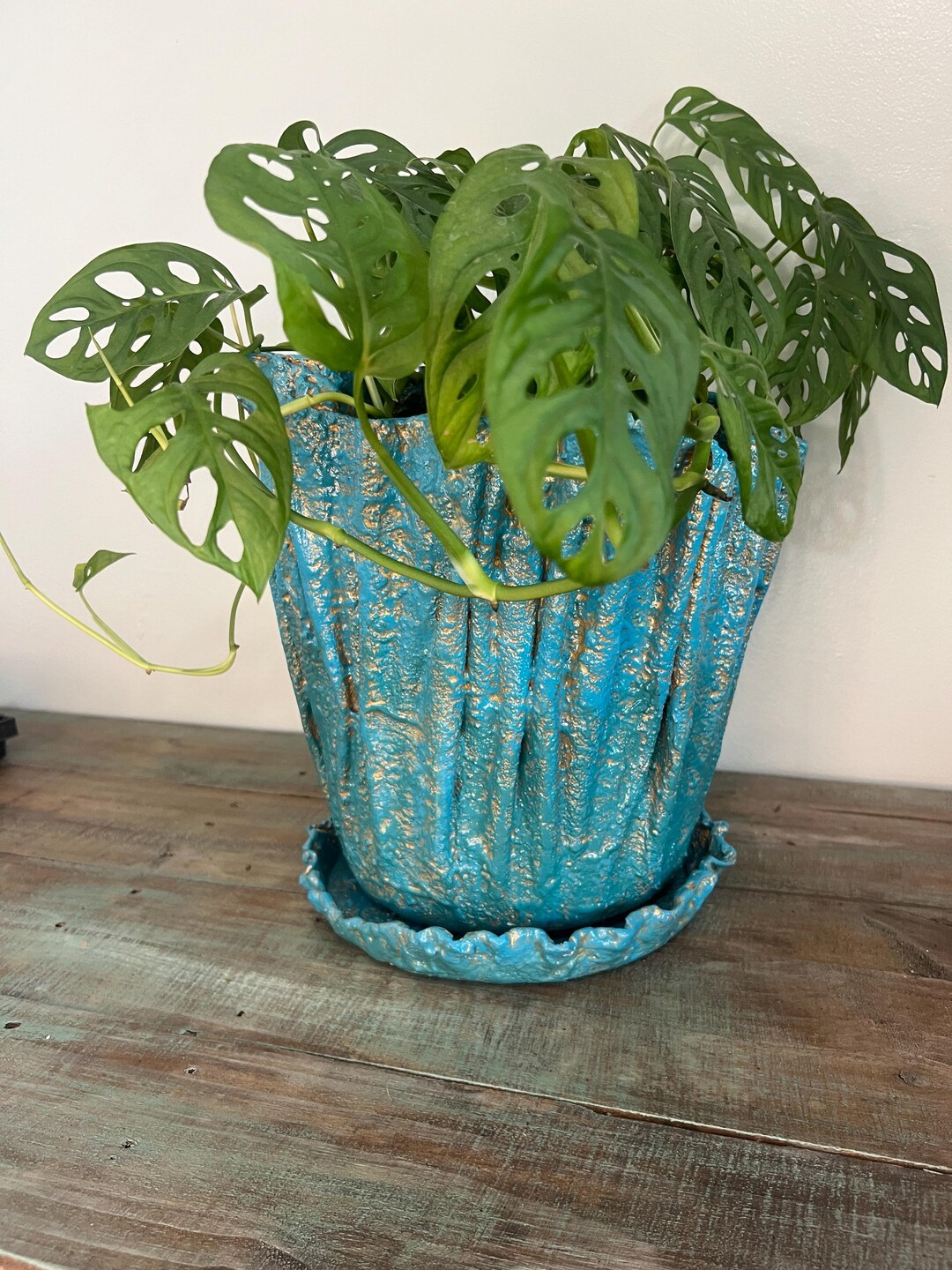 10" Turquoise Planter - Handmade - Etsy