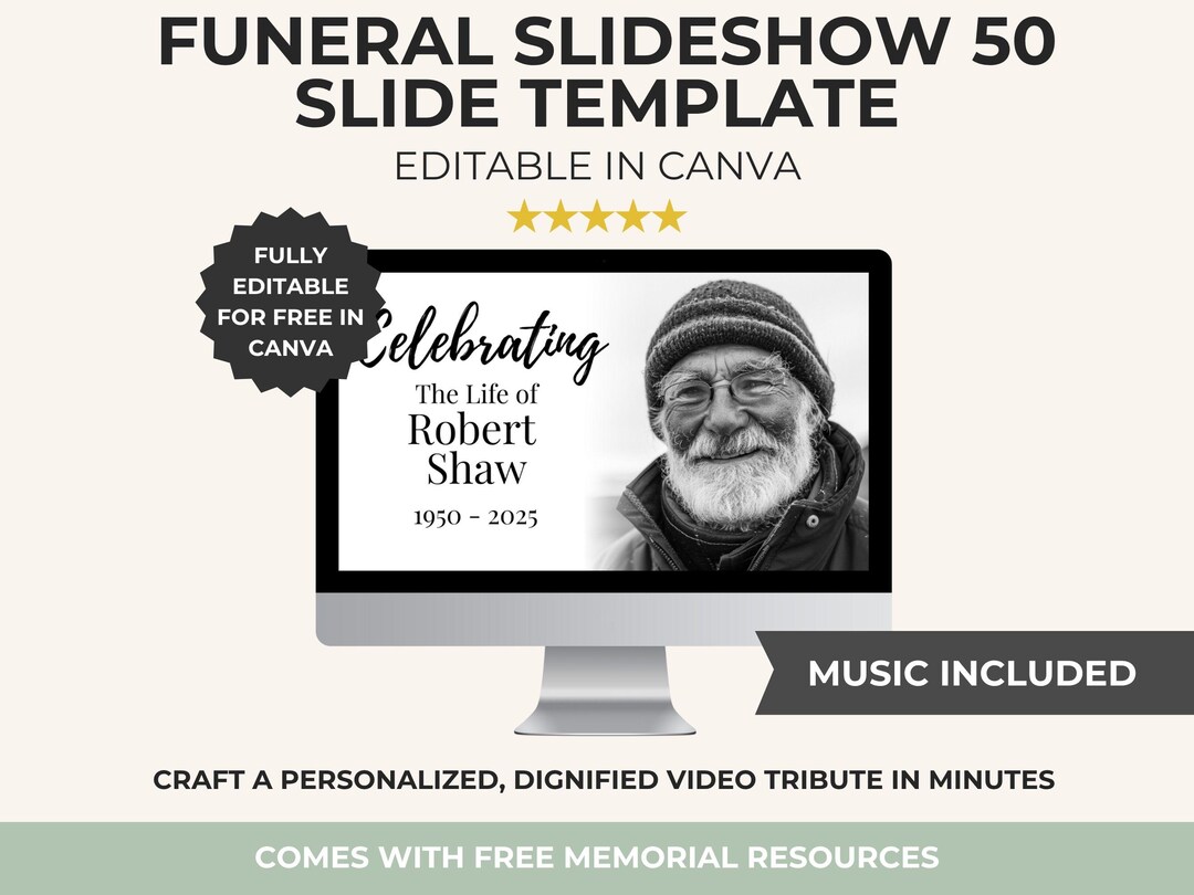 50 Slide Funeral Slideshow | 125+ Photo Memorial Video Template ...