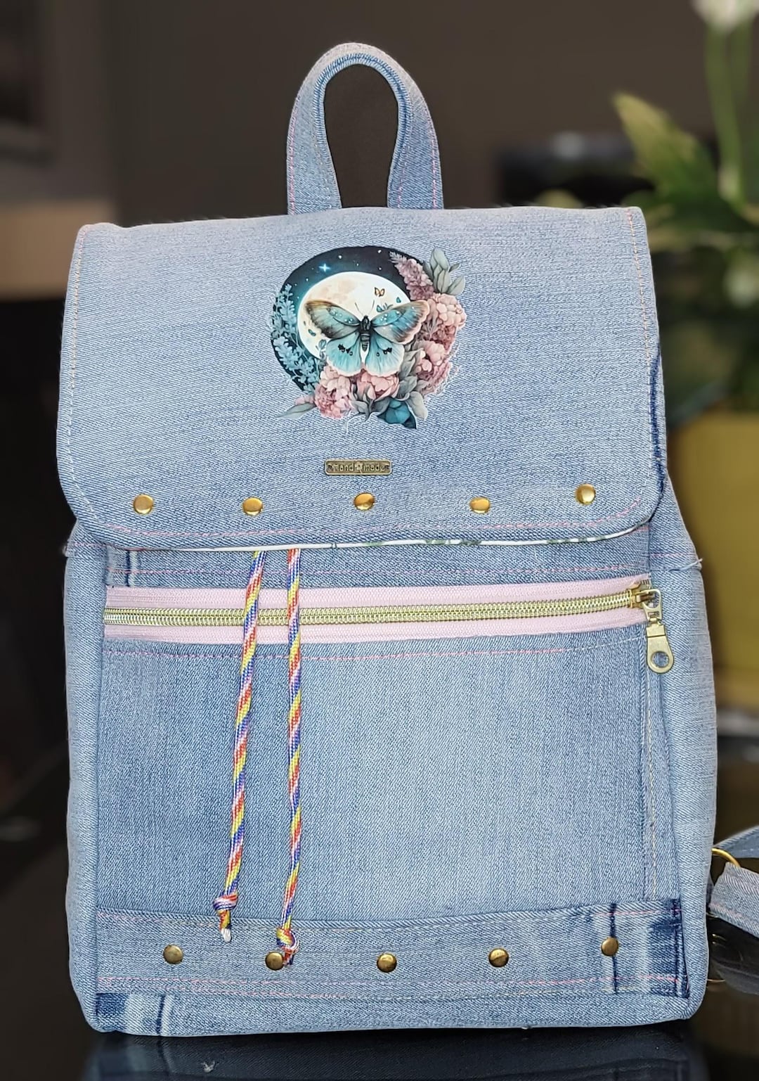 Upcycled Denim Backpack Purse/denim Backpack/denim Tote/denim Backpack ...