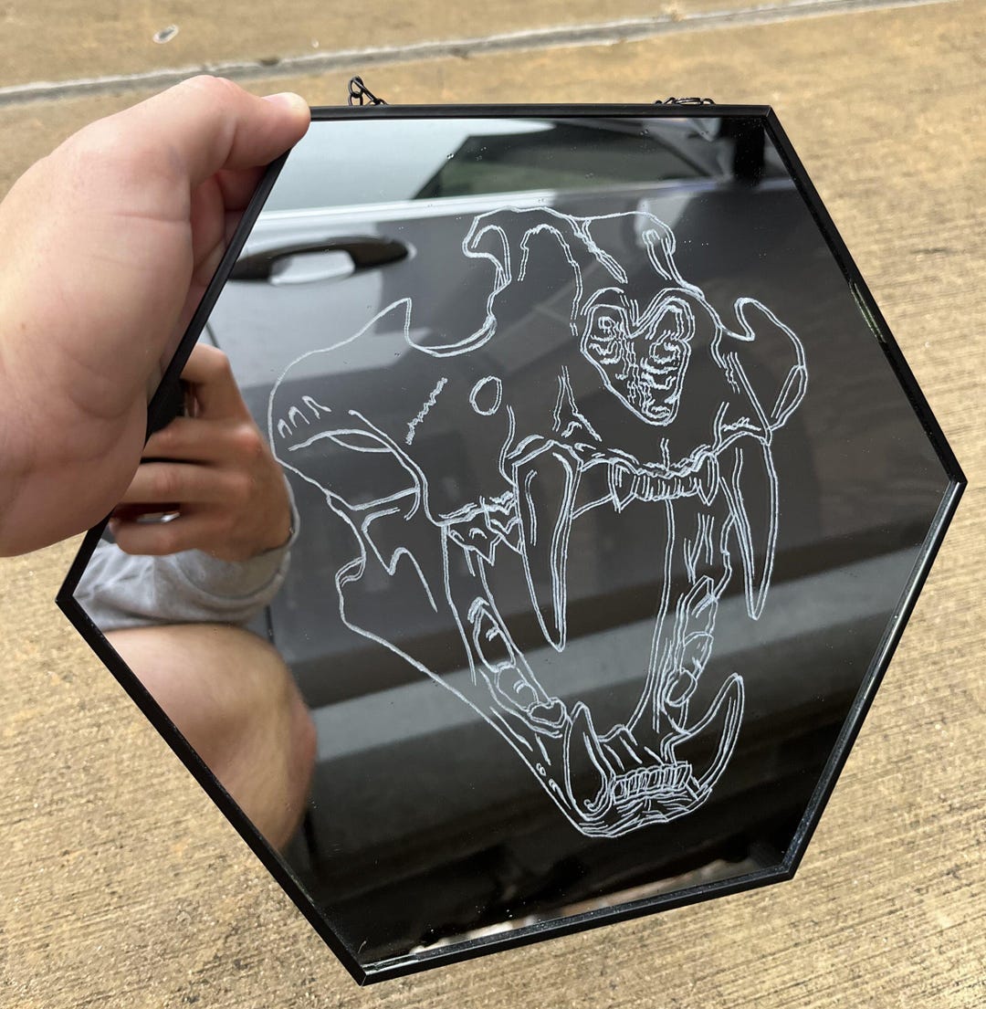 Saber-tooth Skeleton Hand-engraved Mirror Wall Art - Etsy