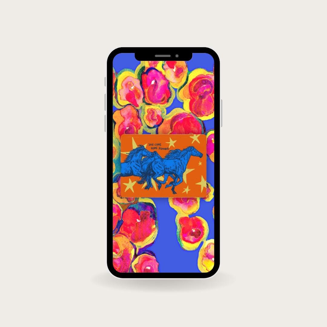 Bold Blue Horses Wallpaper - Artful Digital Background - Etsy