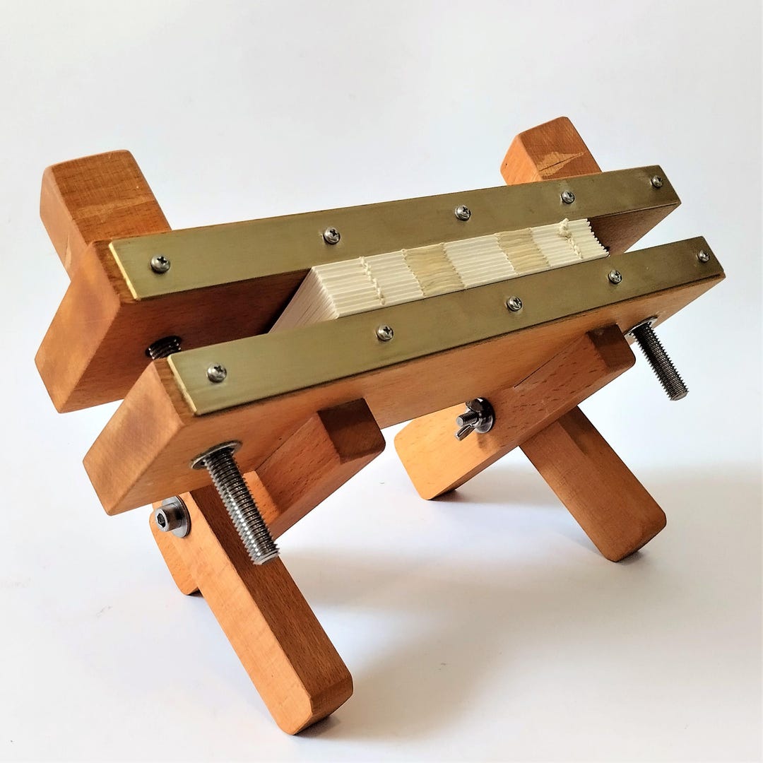 Bookbinding Press With Brass Edges: Adjustable Beech Wood Gluing Press ...