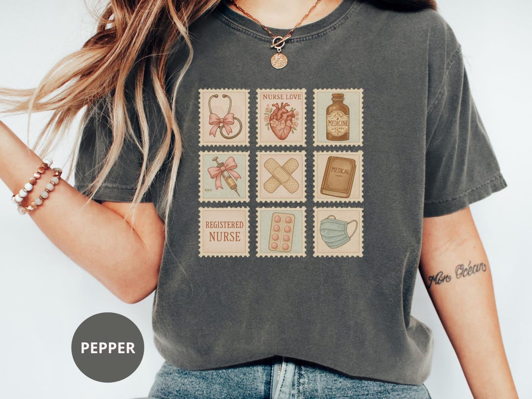 Comfort Colors Nurse Postage Postal Stamp Shirt, Coquette Bow RN Tee ...