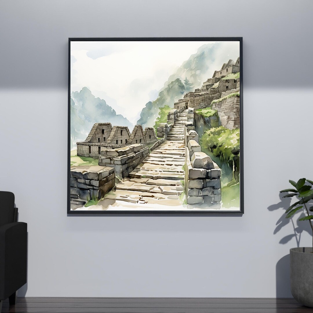 Machu Picchu Wall Art – Unique Pen & Watercolor Digital Print (incan ...