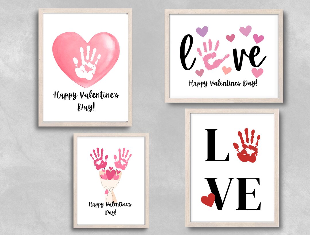 Valentine's Handprint Art, Printable Valentine's Day Art, DIY for ...