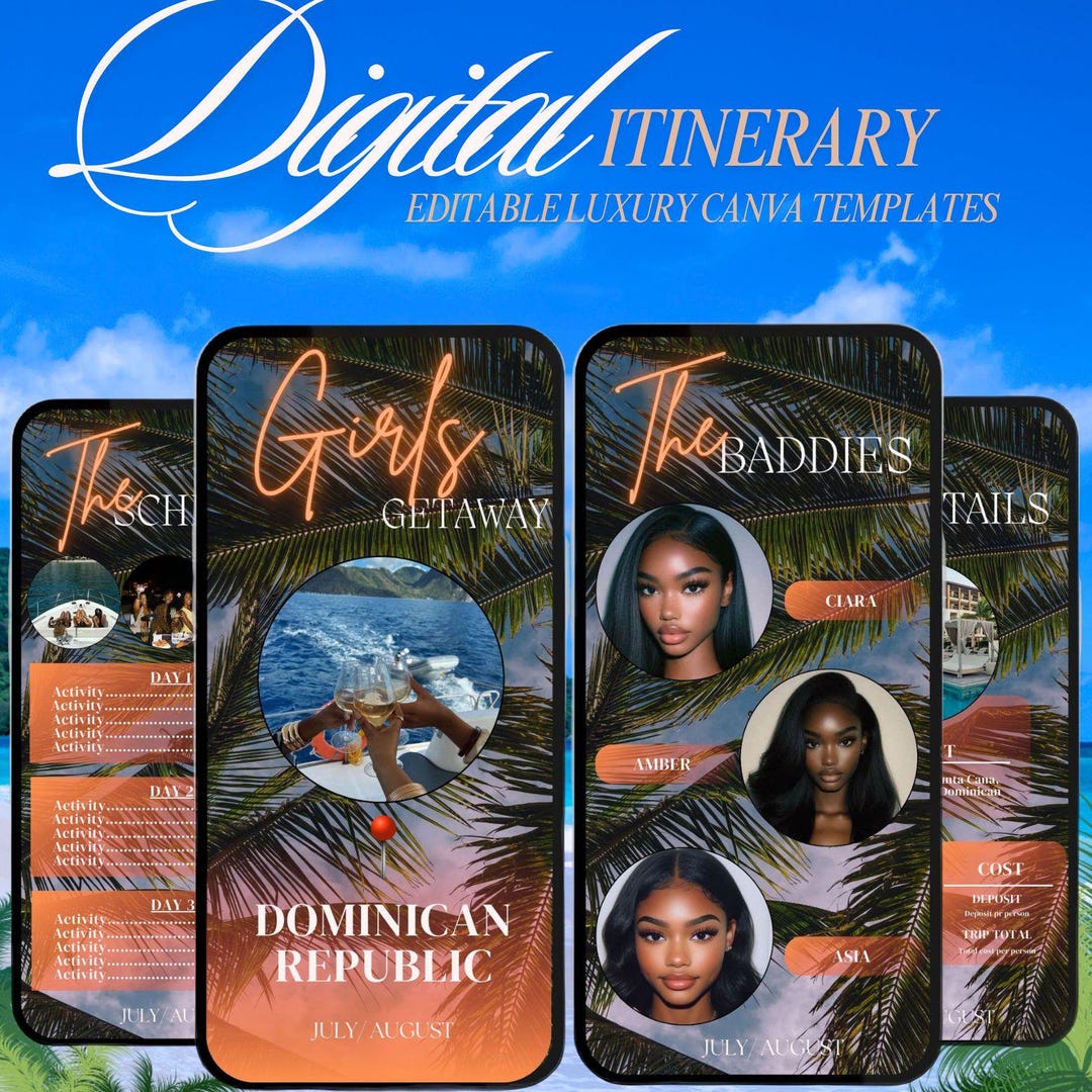 Digital Itinerary, Girls Trip Template, Girls Getaway Planner, Girls ...