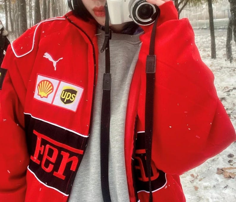 Vintage F1 Team Ferrari Racing Jacket, Unisex Motorsport Apparel Unisex ...