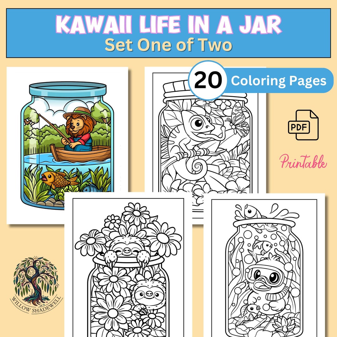 Kawaii Jar Printable Colouring Pages | Set One 20 Pages | Instant ...