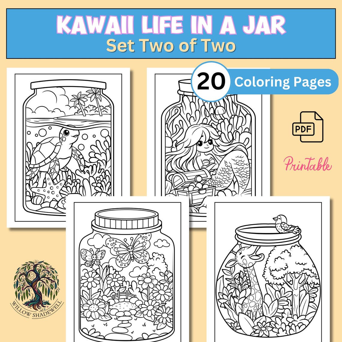 Kawaii Jar Printable Colouring Pages | Set Two 20 Pages | Instant ...