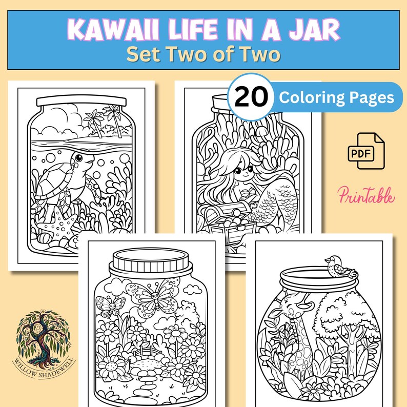 Kawaii Jar Printable Colouring Pages | Set Two 20 Pages | Instant ...