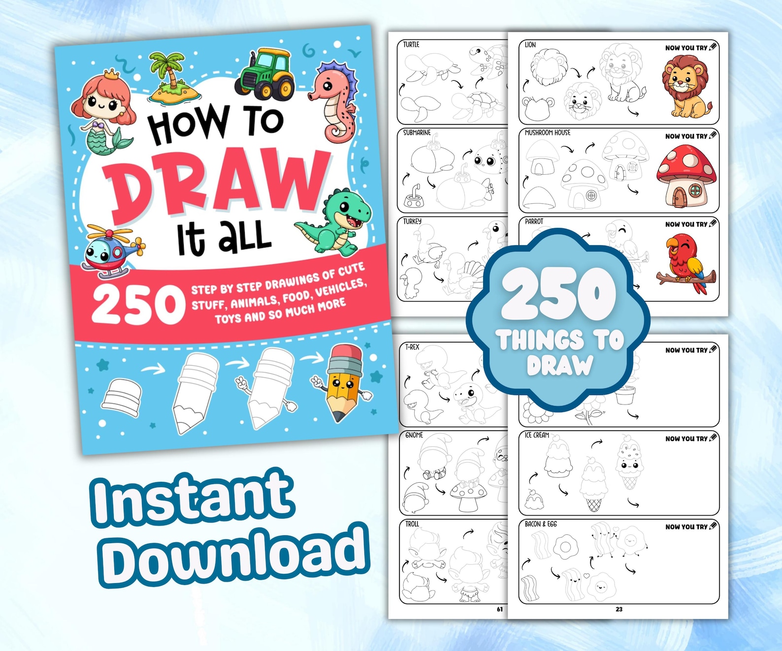 How to Draw It All | 250 Step-by-step Drawings for Kids | Instant ...