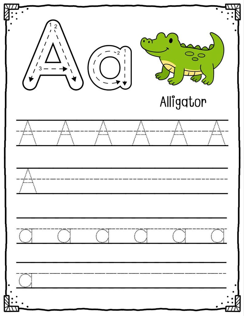 A–Z Animal Alphabet Workbook | Trace, Color, and Count Letters (B/W and ...