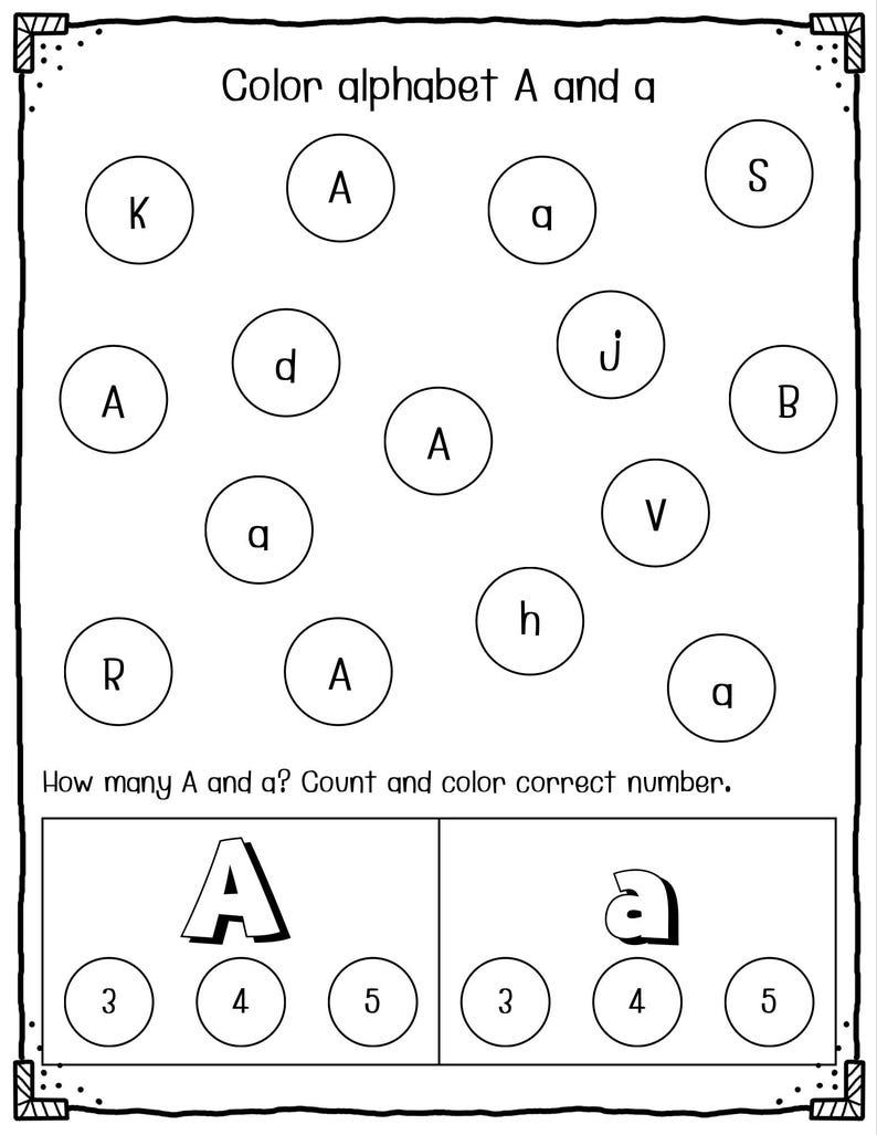 A–Z Animal Alphabet Workbook | Trace, Color, and Count Letters (B/W and ...