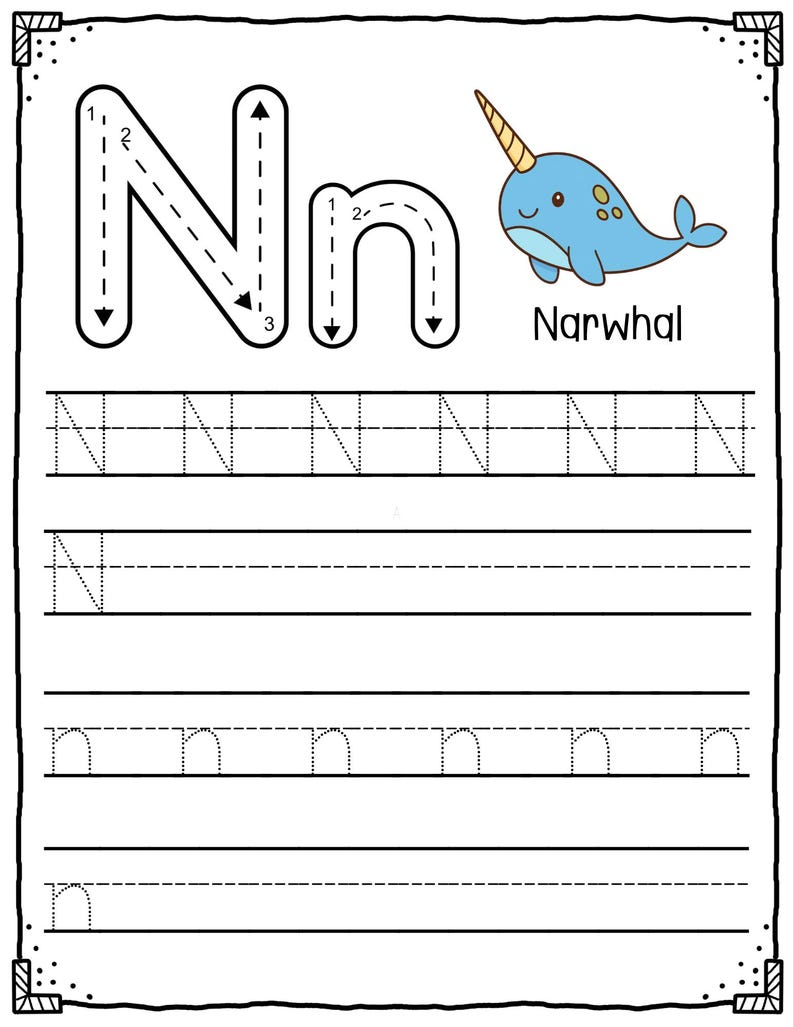 A–Z Animal Alphabet Workbook | Trace, Color, and Count Letters (B/W and ...