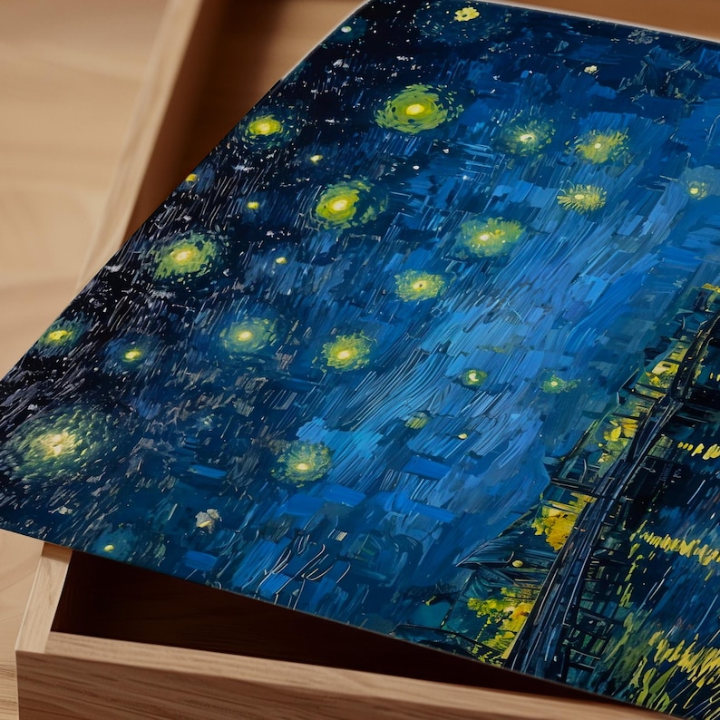 Vincent Van Gogh Starry Rhône Digital Poster – Night Sky River Scene ...