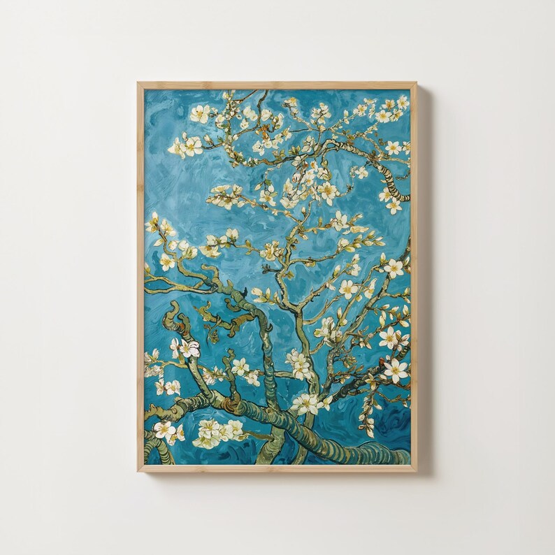 Vincent Van Gogh Almond Blossom Digital Poster – Blue Floral Branch ...