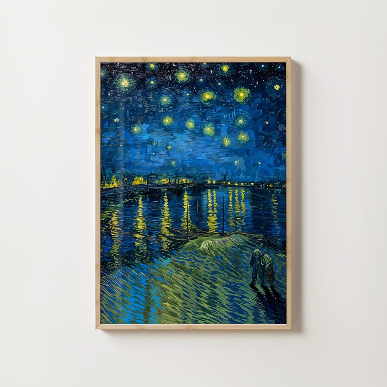 Vincent Van Gogh Starry Rhône Digital Poster – Night Sky River Scene ...