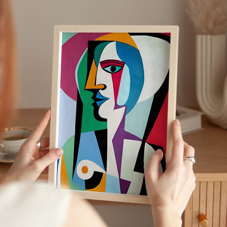 Pablo Picasso Colorful Cubist Portrait Digital Poster – Abstract ...