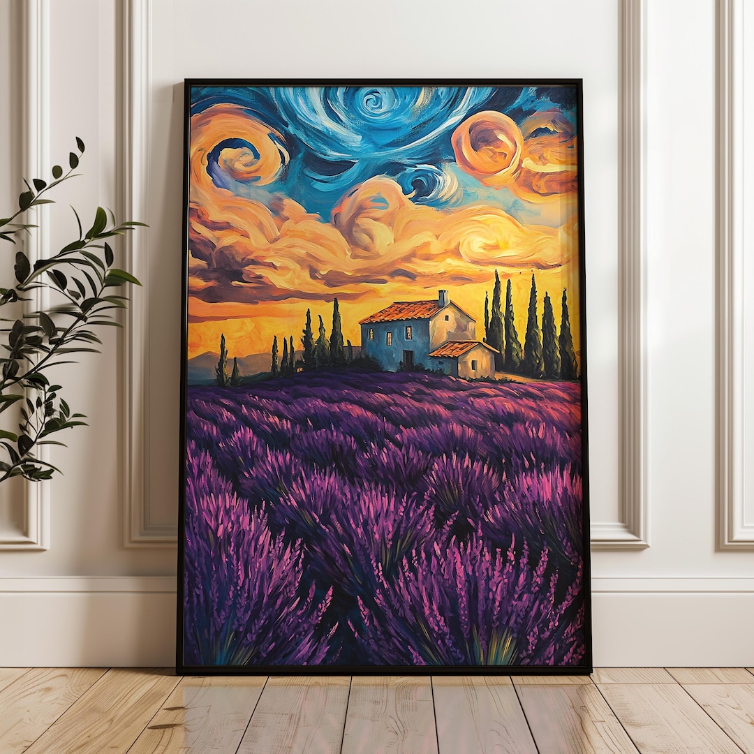 Van Gogh Lavender Field Poster – Provence Sunset Landscape Digital Wall ...