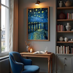 Vincent Van Gogh Starry Rhône Digital Poster – Night Sky River Scene ...